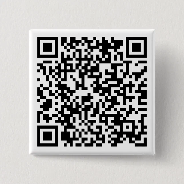 Personalized QR Code Custom URL Square Sticker Button | Zazzle