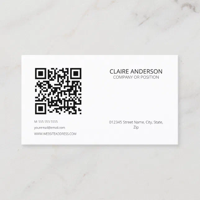 Personalized QR Code Modern White Custom Logo Business Card | Zazzle