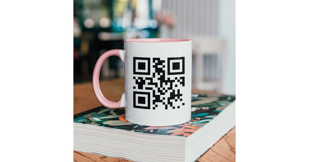 Personalized QR Code Mug with Pink Handle | Zazzle