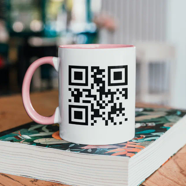 Personalized QR Code Mug with Pink Handle | Zazzle