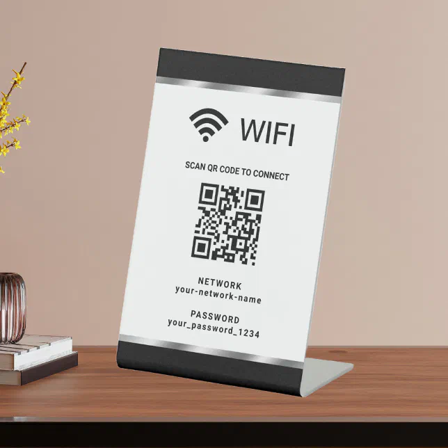 Personalized QR Code Wifi Network and Password Pedestal Sign | Zazzle