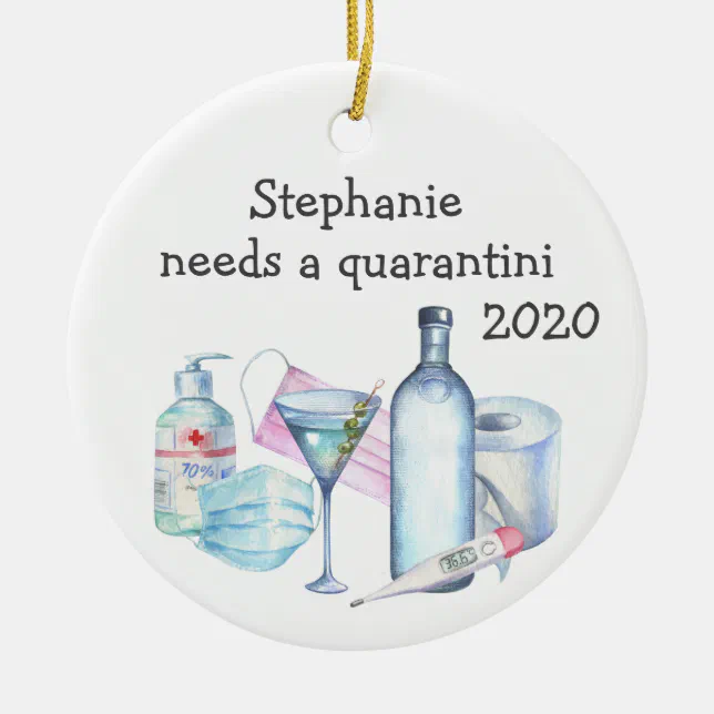 Personalized Quarantine Funny Quarantini Ceramic Ornament | Zazzle