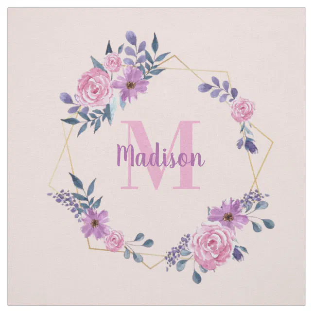 Personalized Quilt Block Square with Name Monogram Fabric | Zazzle