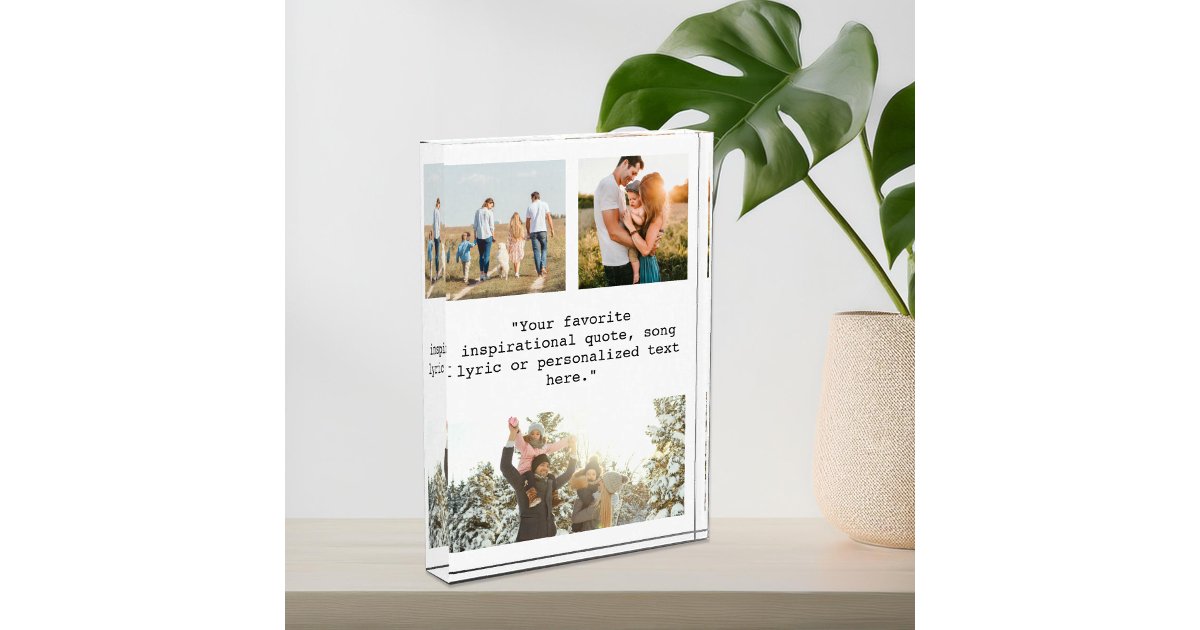 Personalized Quote 3 Photo Collage Photo Block | Zazzle