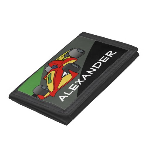 Personalized Race Car Boys Tri-fold Wallet | Zazzle