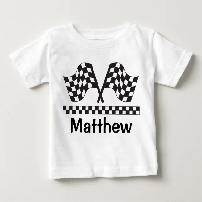 Personalized Racing Rally Flag Baby Tee Shirt Gift | Zazzle