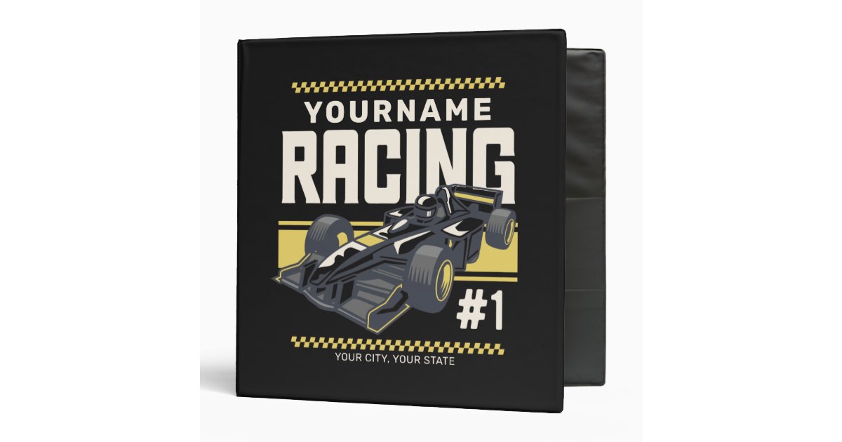 Personalized Racing Team Fast Race Car Driver 3 Ring Binder | Zazzle