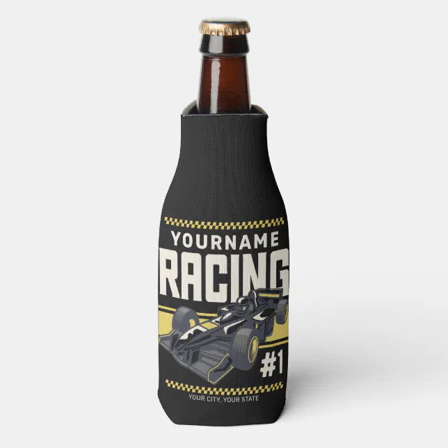 Personalized Racing Team Fast Race Car Driver Bottle Cooler | Zazzle