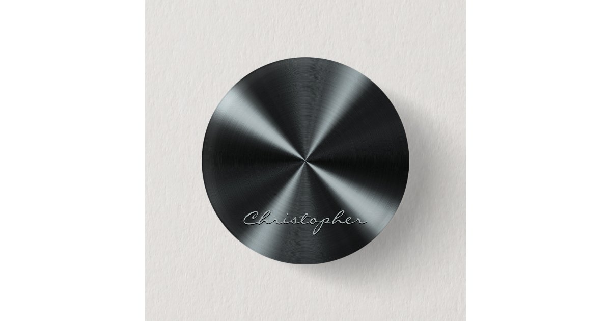 Personalized Radial Metallic Look - Dark Grey Button | Zazzle
