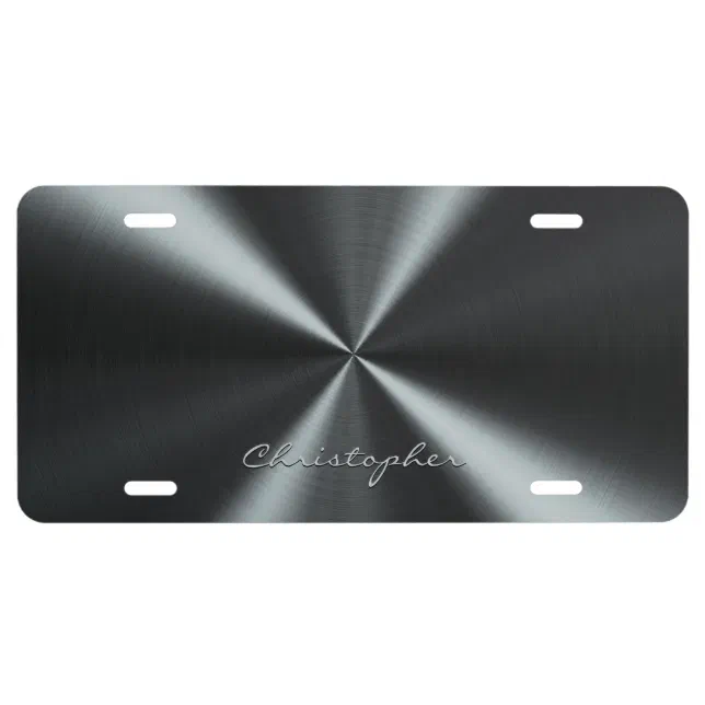 Personalized Radial Metallic Look - Dark Grey License Plate | Zazzle