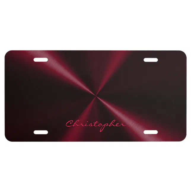 Personalized Radial Metallic Look - Dark Red License Plate | Zazzle