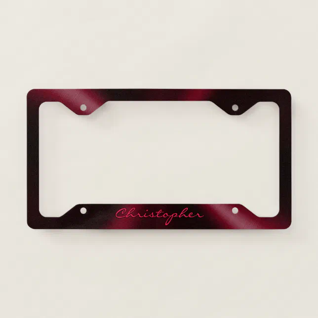 Personalized Radial Metallic Look - Dark Red License Plate Frame | Zazzle