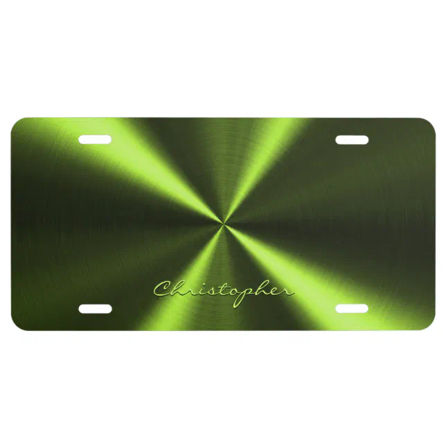 Personalized Radial Metallic Look - Green License Plate | Zazzle