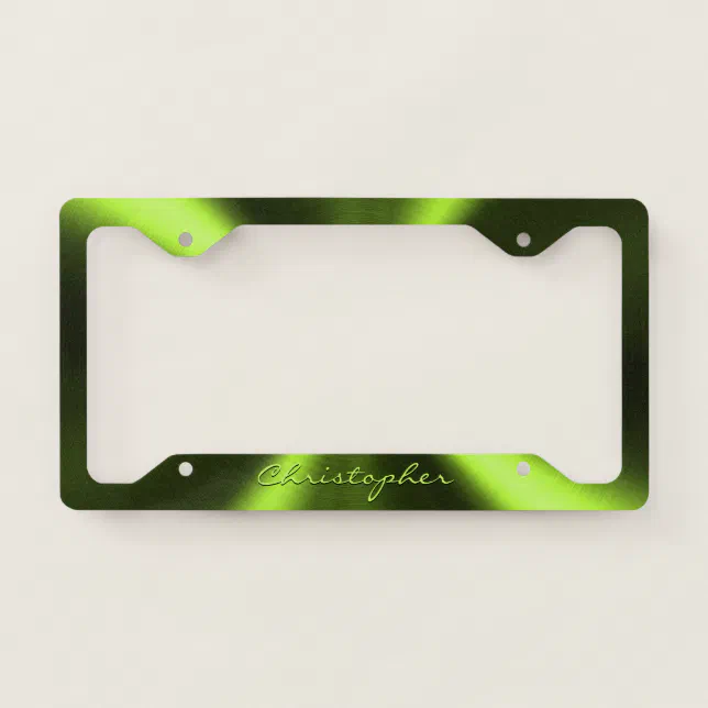 Personalized Radial Metallic Look - Green License Plate Frame | Zazzle