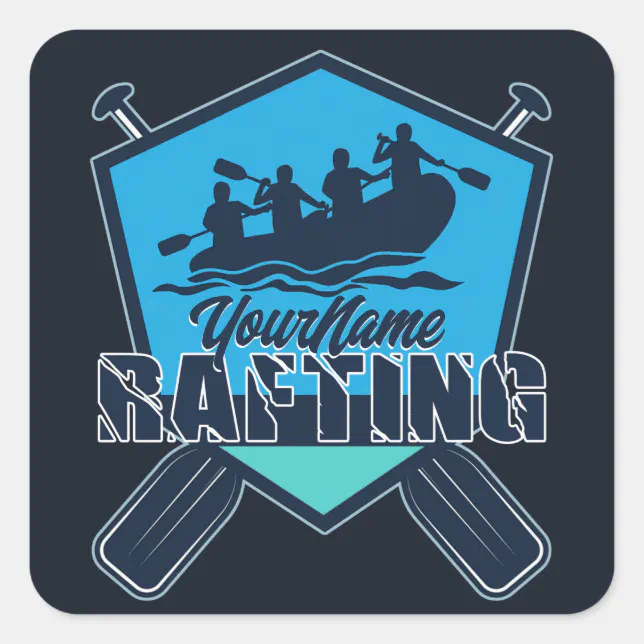Personalized Rafting Whitewater River Adventure Square Sticker | Zazzle