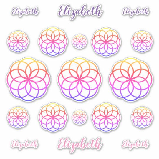 Personalized Rainbow Abstract Flower Vinyl Sticker | Zazzle.com