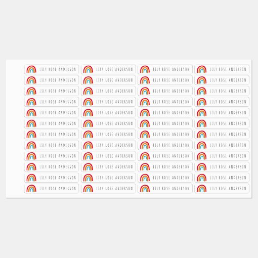 Personalized Rainbow Back to School Kid's Labels | Zazzle