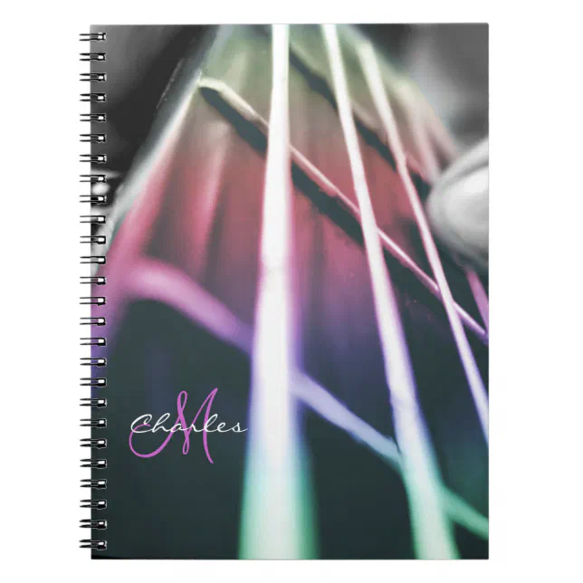 Personalized Rainbow Bass Guitar Music Notebook | Zazzle