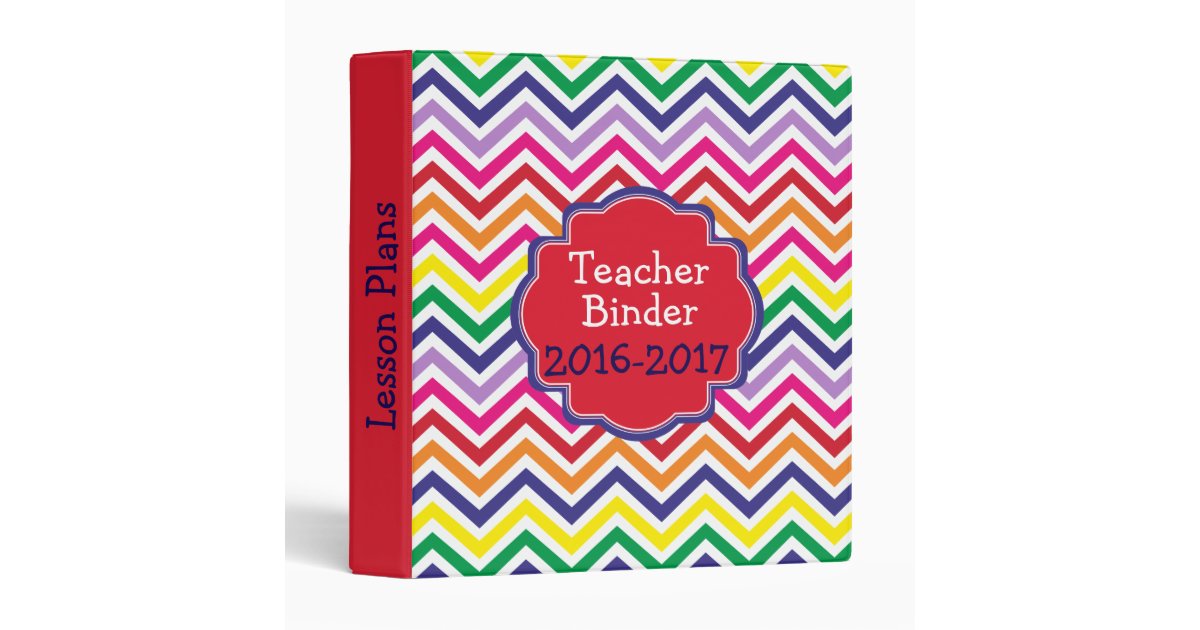 Personalized Rainbow Chevron Teacher Binder | Zazzle