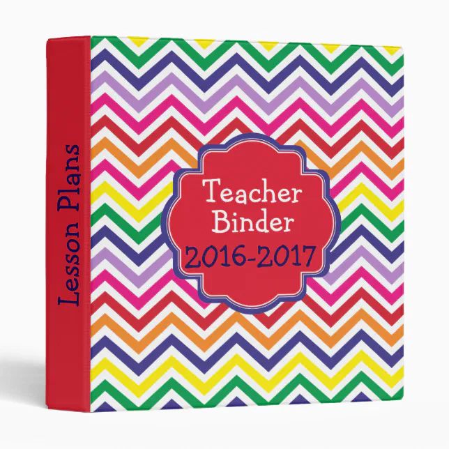 Personalized Rainbow Chevron Teacher Binder | Zazzle