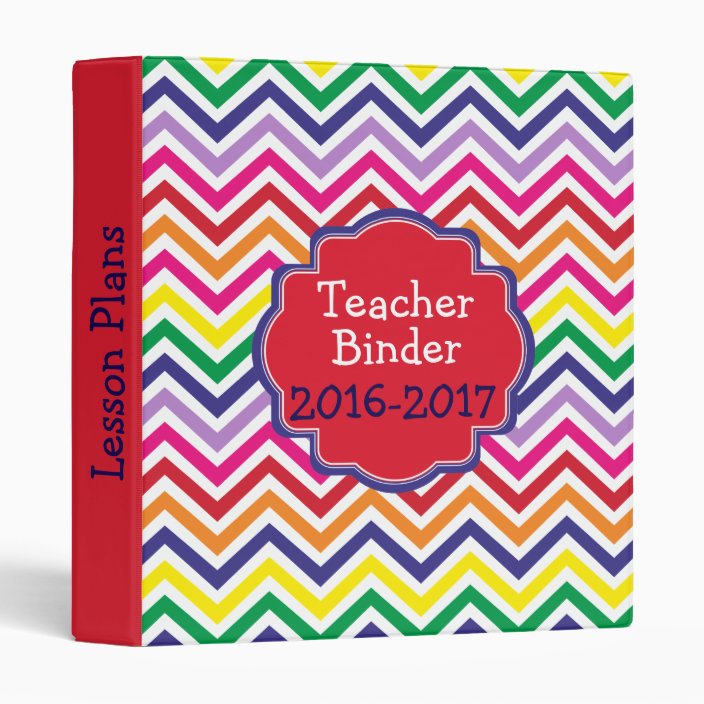 Personalized Rainbow Chevron Teacher Binder | Zazzle.com