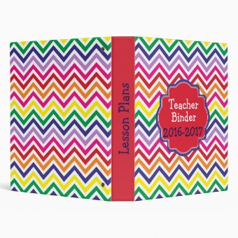 Personalized Rainbow Chevron Teacher Binder | Zazzle
