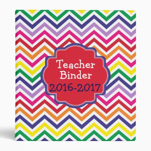 Personalized Rainbow Chevron Teacher Binder | Zazzle