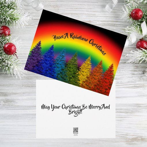 Personalized Rainbow Christmas Tree Holiday Card | Zazzle