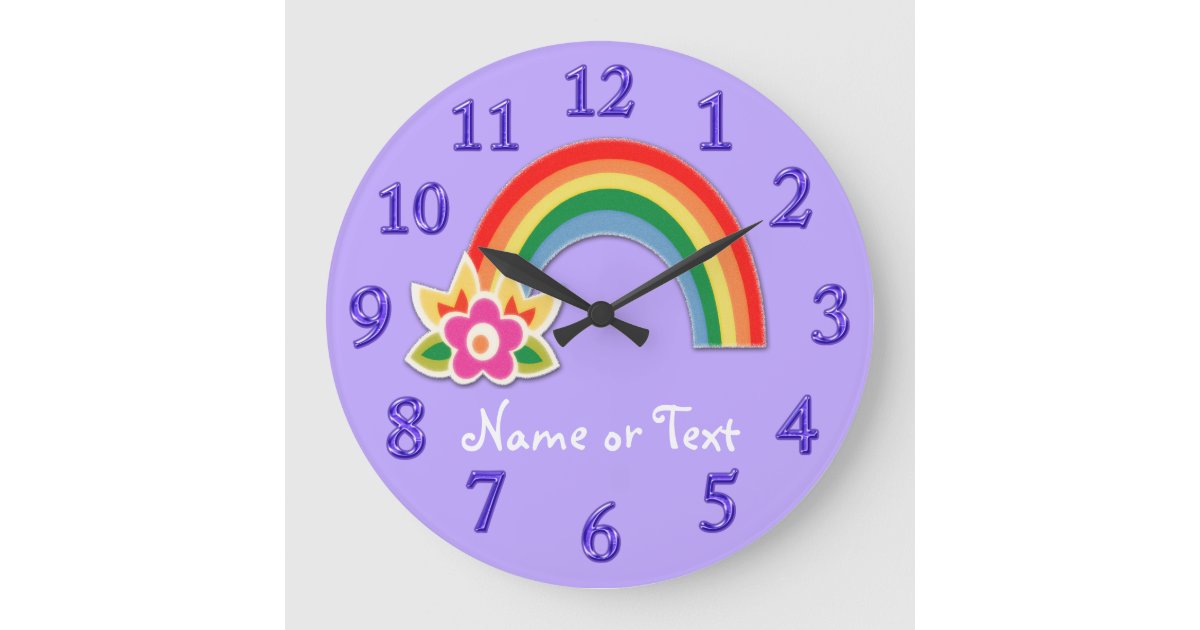 Personalized Rainbow Clock in YOUR COLORS, TEXT | Zazzle