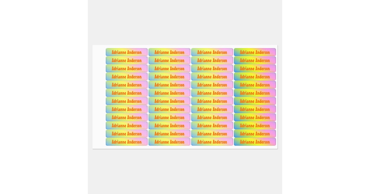 Personalized Rainbow Colors Kids Label Tags | Zazzle