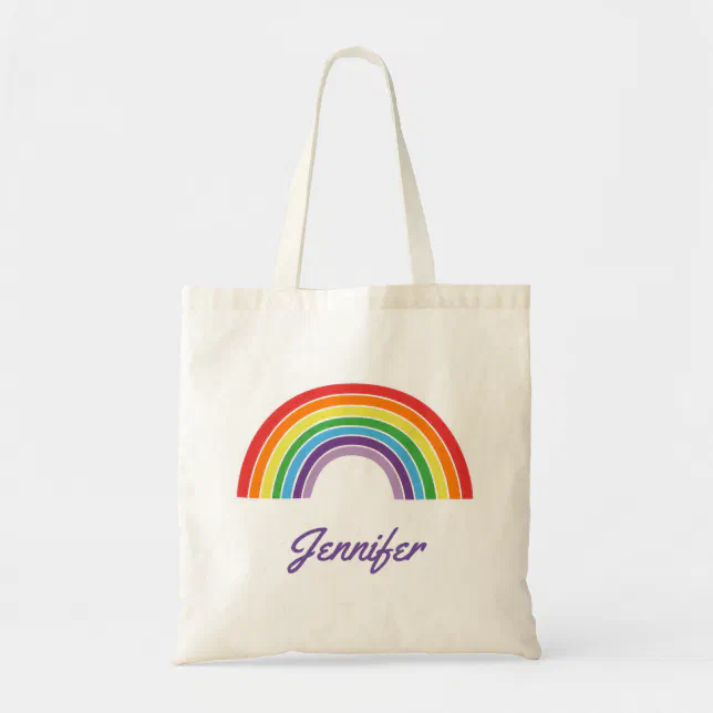 Personalized Rainbow Girls Colorful Custom Cute Tote Bag | Zazzle
