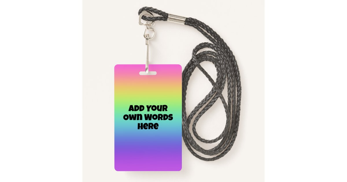 Personalized Rainbow Gradient Hanging Badge | Zazzle