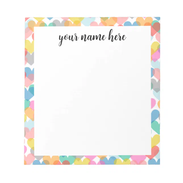 Personalized Rainbow Hearts Notepad | Zazzle