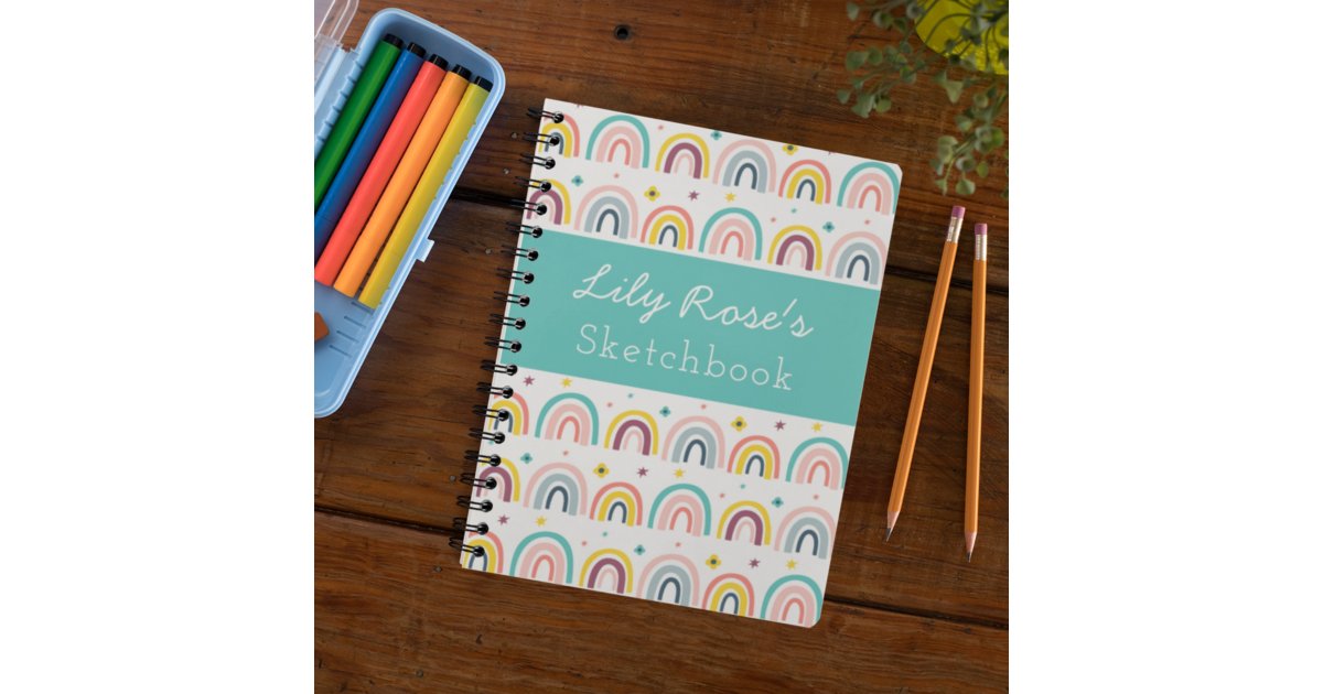 Personalized Rainbow Pattern Sketchbook Notebook | Zazzle