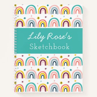 Personalized Rainbow Pattern Sketchbook Notebook | Zazzle