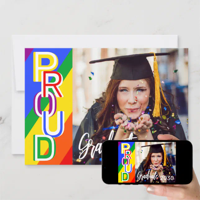 Personalized Rainbow Pride Photo Graduation Invitation | Zazzle