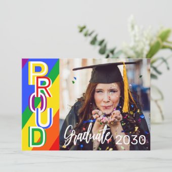 Personalized Rainbow Pride Photo Graduation Invitation | Zazzle