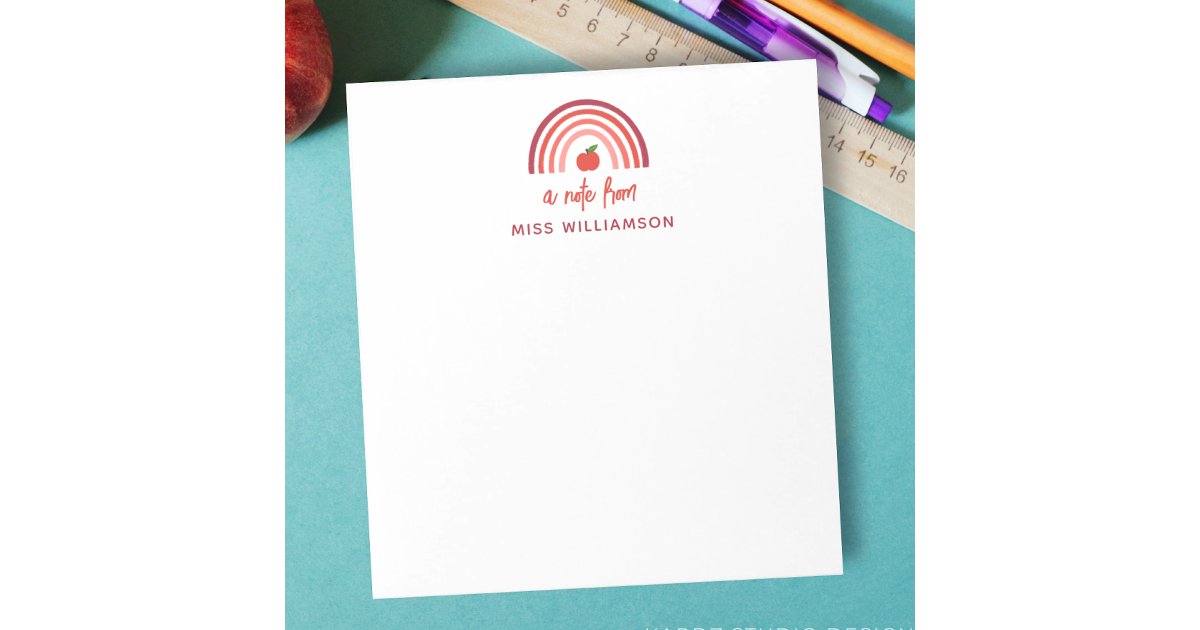 Personalized Rainbow Teacher Appreciation Notepad | Zazzle