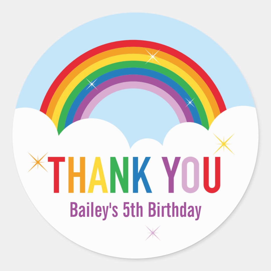 Personalized Rainbow Thank You Round Sticker | Zazzle