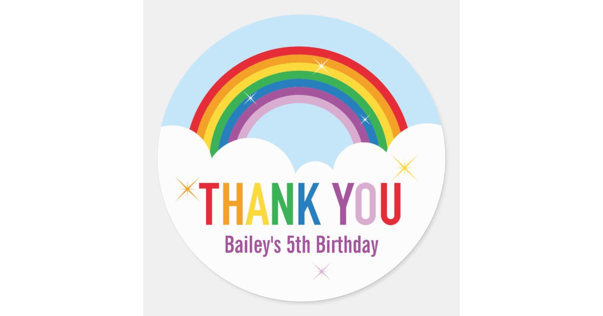 Personalized Rainbow Thank You Round Sticker | Zazzle