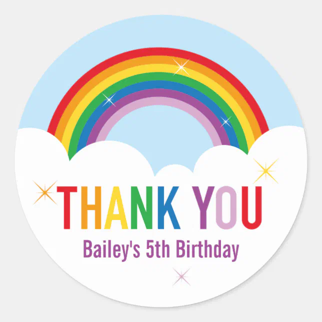 Personalized Rainbow Thank You Round Sticker | Zazzle