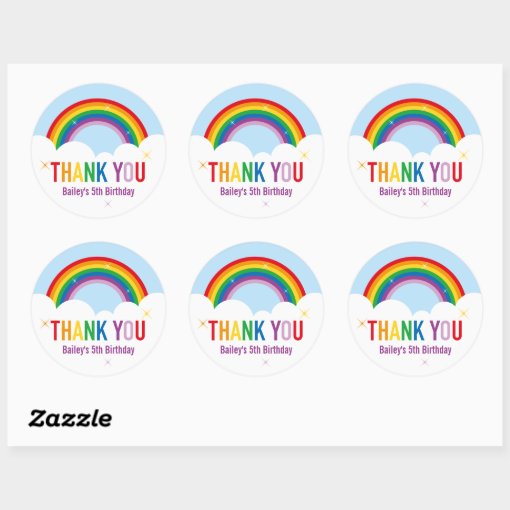 Personalized Rainbow Thank You Round Sticker | Zazzle
