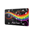 Personalized Rainbow White Music Notes on Black License Plate | Zazzle