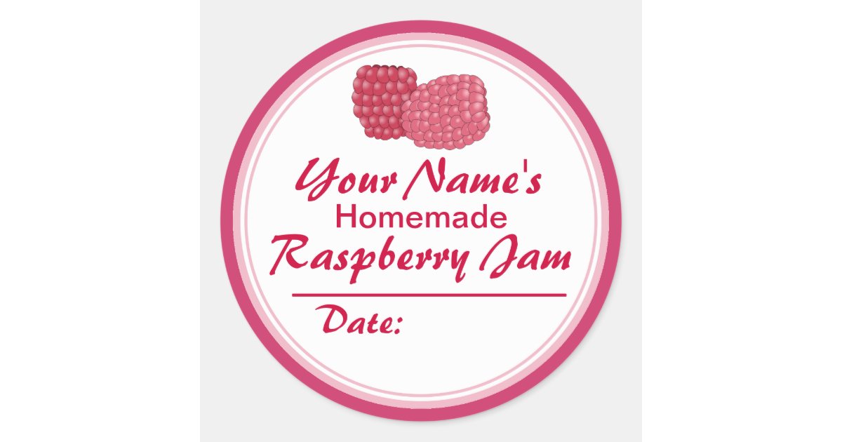 Personalized Raspberry Jam Canning Jar Lid Round Classic Round Sticker ...