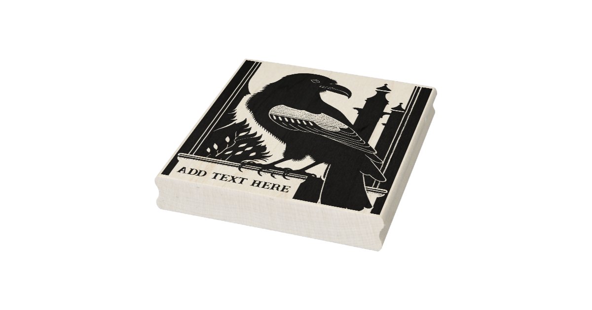 Personalized Raven Wood Art Stamp | Zazzle