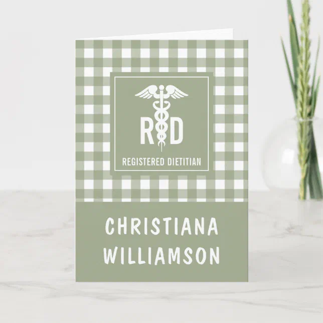 Personalized RD Registered Dietitian Plaid Pattern Card | Zazzle