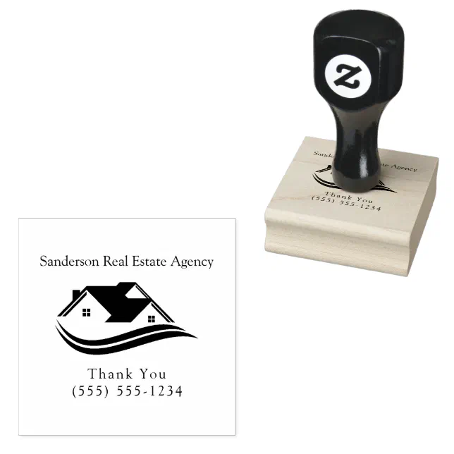 Personalized Real Estate Agency Thank You Rubber Stamp | Zazzle