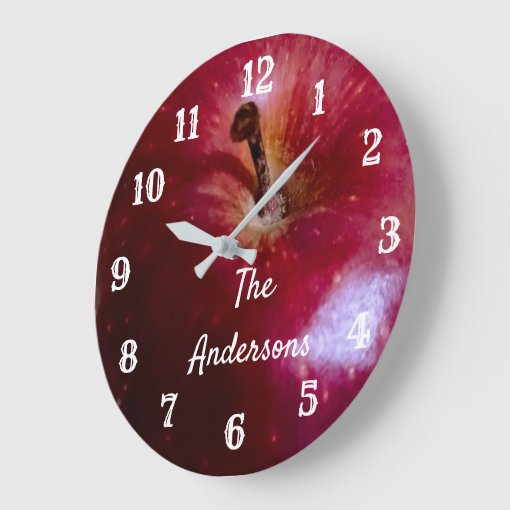 Personalized Realistic Apple Large Clock | Zazzle