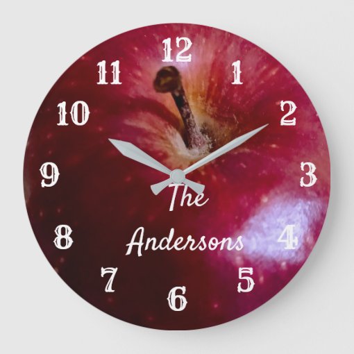 Personalized Realistic Apple Large Clock | Zazzle