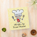 Personalized recipe binder with chef cook cartoon | Zazzle
